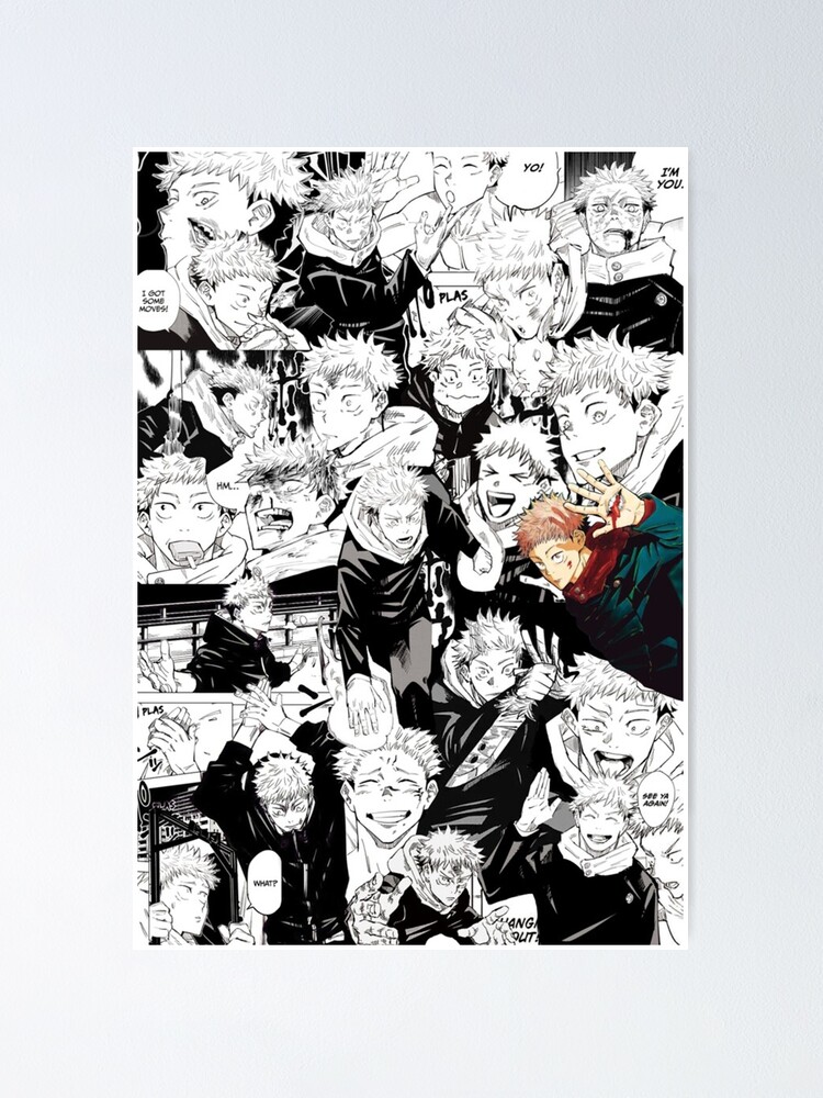 "Itadori Yuuji Jujutsu Kaisen Manga Collage" Poster for Sale by ...