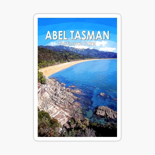 Pegatina «Parque Nacional Abel Tasman Nueva Zelanda Vintage» de KrisSidDesigns | Redbubble