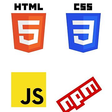 "HTML, CSS, JS, npm sticker pack" Sticker for Sale by cybersecurity-0 ...