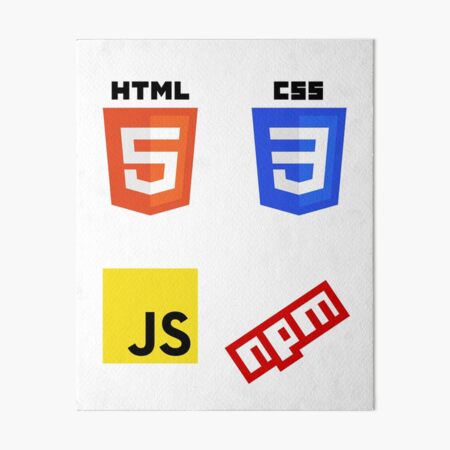 "HTML, CSS, JS, npm sticker pack" Art Board Print for Sale by ...