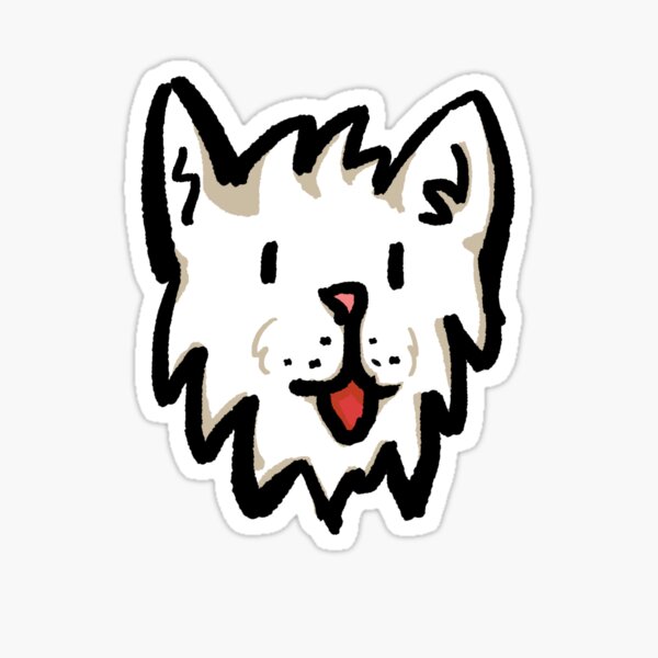 "Cute fluffy white dog, hand-drawn" Sticker for Sale by OldDew | Redbubble