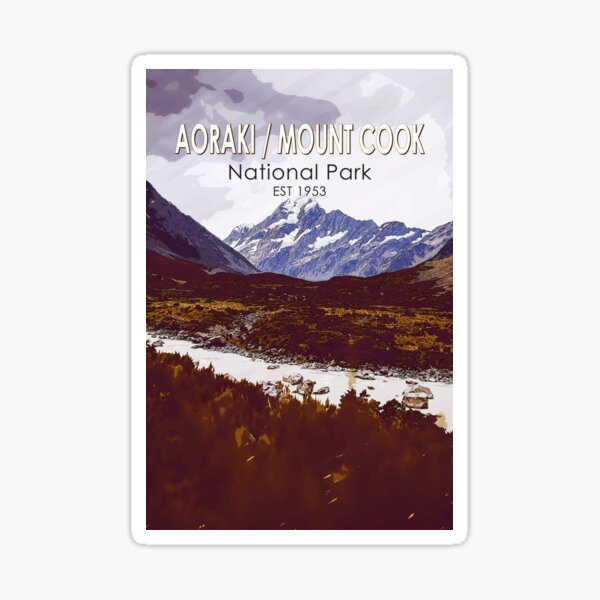"Aoraki Mount Cook National Park New Zealand Vintage" Sticker for Sale ...