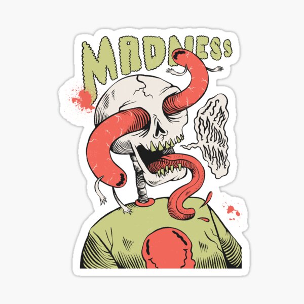 "Madness" Sticker for Sale by Tonickay | Redbubble