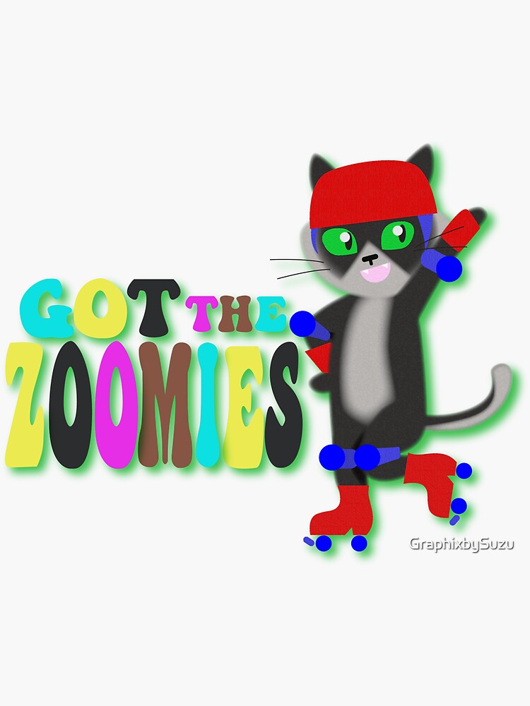 "Tuxedo Cat got the Zoomies" Sticker for Sale by GraphixbySuzu | Redbubble
