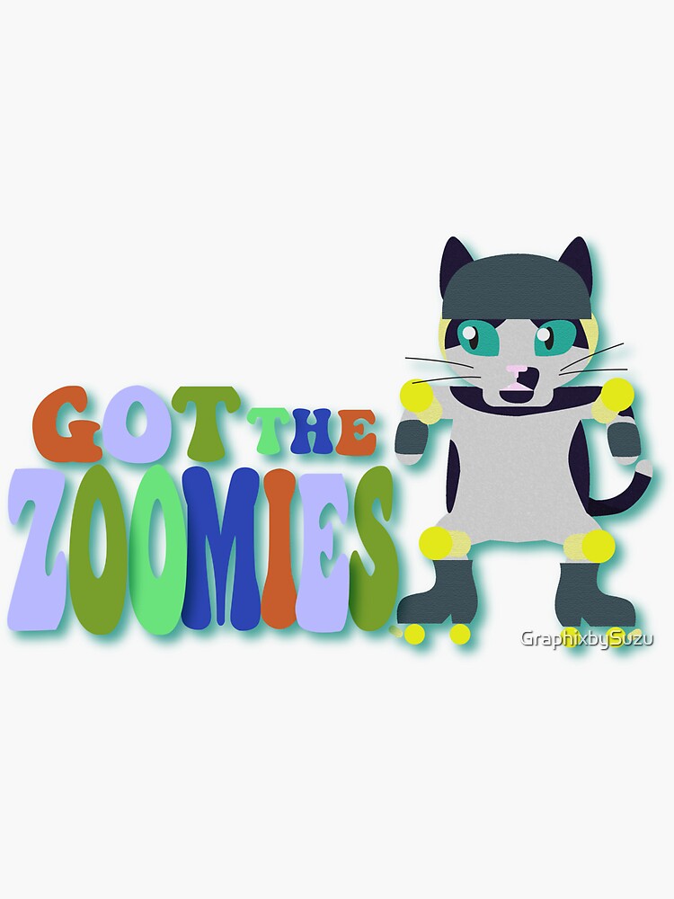 "Black and White Cat got the Zoomies" Sticker for Sale by GraphixbySuzu ...