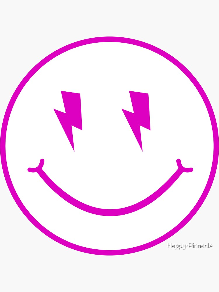 "thunder pink smile face" Sticker for Sale by Happy-Pinnacle | Redbubble