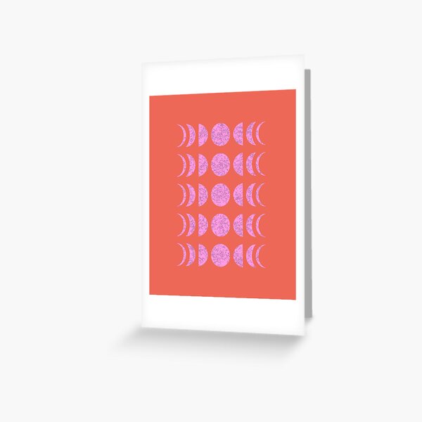 "Pop Art Moon Phases, Pink & Red" Greeting Card for Sale by majestikmag ...