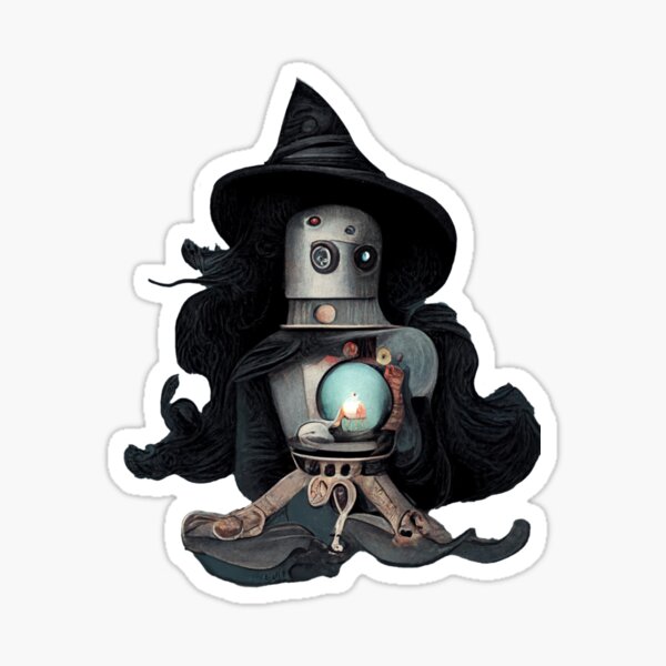 "Robotta Mech the Drag Queen Robot Witch AI Art" Sticker for Sale by ...
