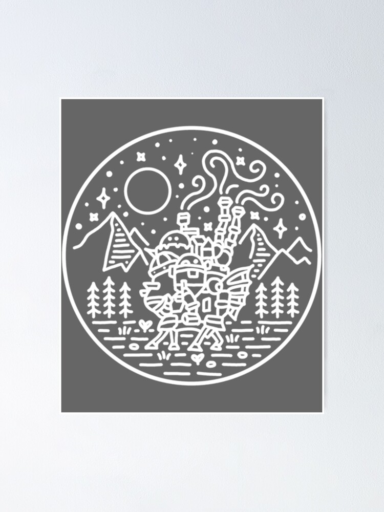 "Howl's moving castle - white outline" Poster for Sale by ...
