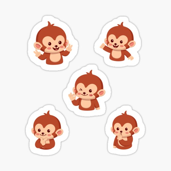 "Cute Monkey Funny Reactions Sticker Pack." Sticker for Sale by ...