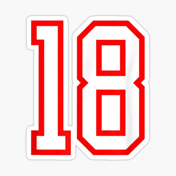 "Number #18 White Red Sports Jersey Birthday Lucky Number 18" Sticker ...