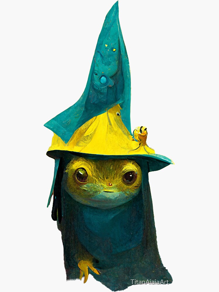"Mildred the Elderly Frog Wizard AI Art" Sticker for Sale by ...