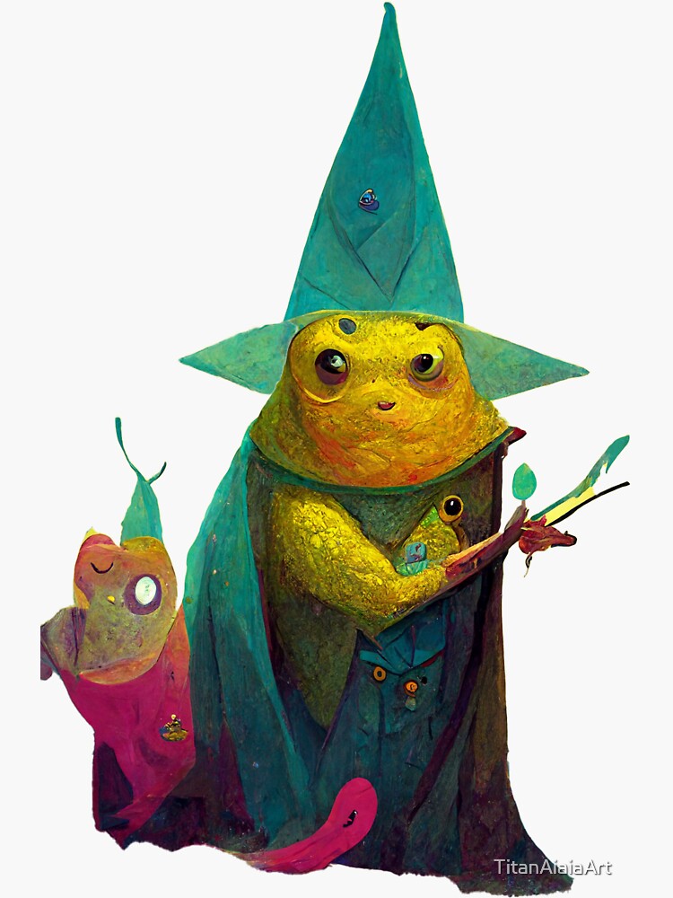 "Toad the Buff Frog Wizard" Sticker for Sale by TitanAiaiaArt | Redbubble