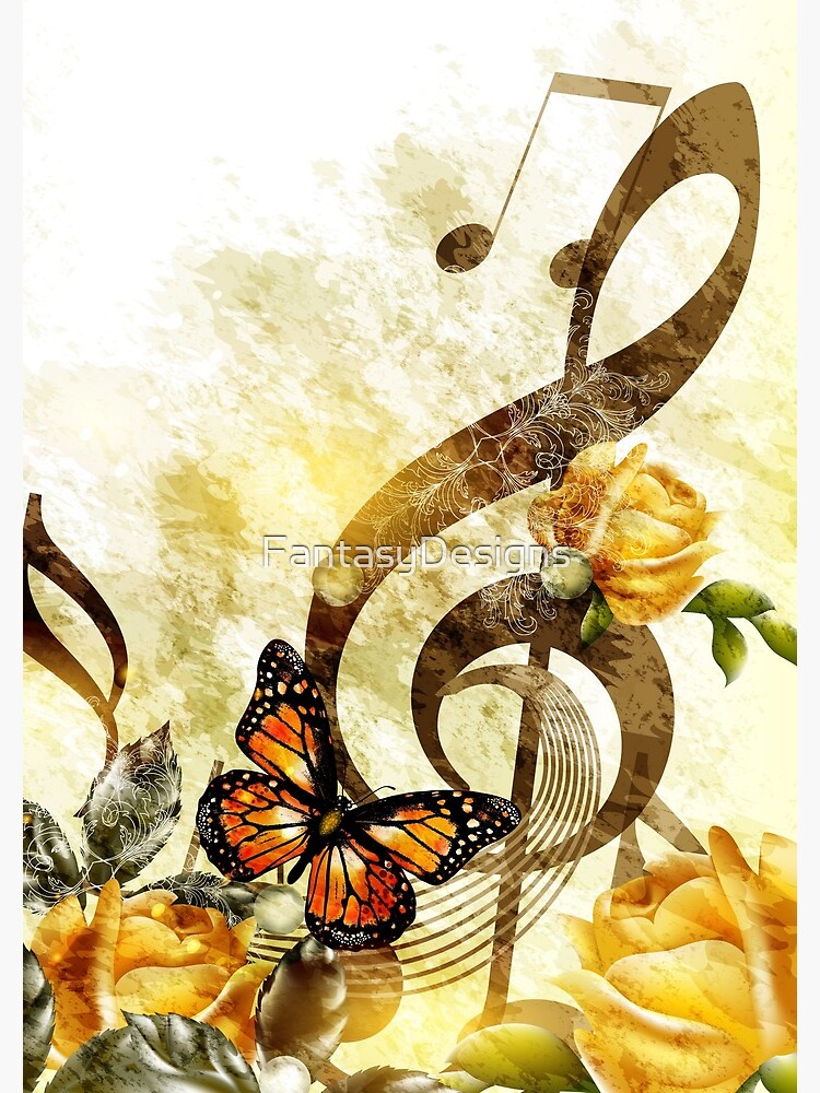 "Butterfly Music Notes" Spiral Notebook for Sale by FantasyDesigns ...