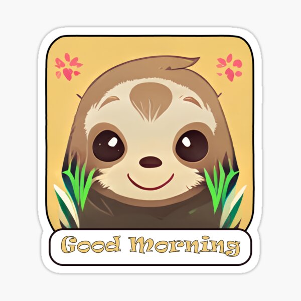 "Good morning sloth" Sticker for Sale by GadgetDesign | Redbubble