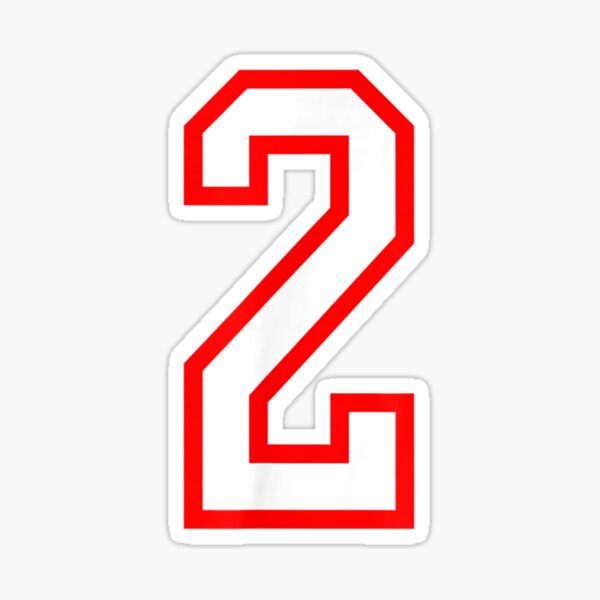 "Number #2 White Red Sports Jersey Birthday Lucky Number 2" Sticker for ...