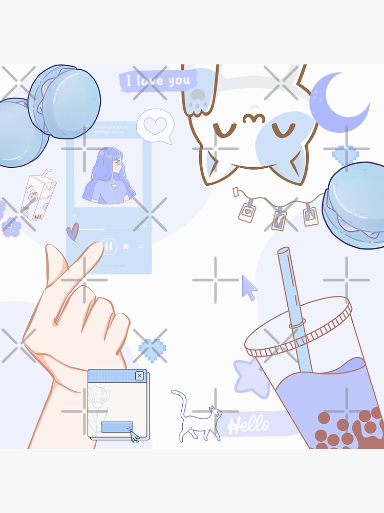 "Blue Kawaii Pastel Aesthetic Collage" Sticker for Sale by ...