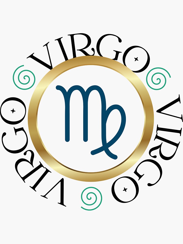 "Virgo Symbol Text Circle" Sticker for Sale by Hellofriendco | Redbubble