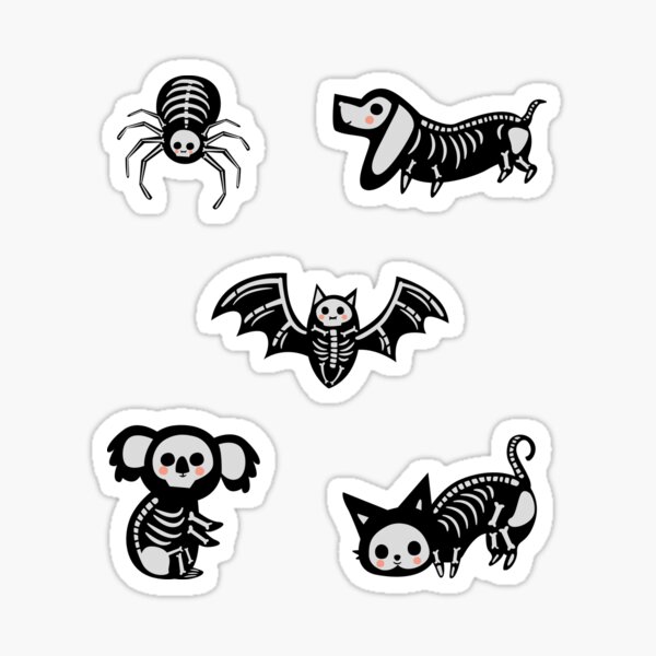 "Animals Skeleton Halloween Theme Sticker Pack." Sticker for Sale by ...
