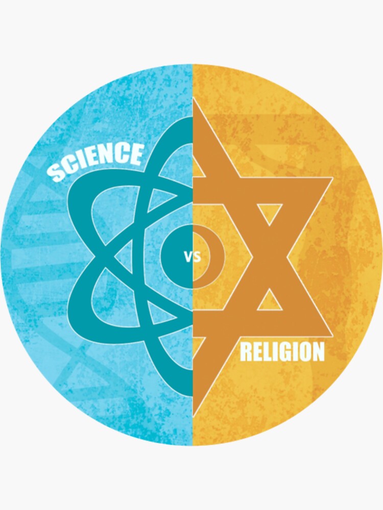 "Science vs Religion Logo" Sticker for Sale by LewanMinha | Redbubble