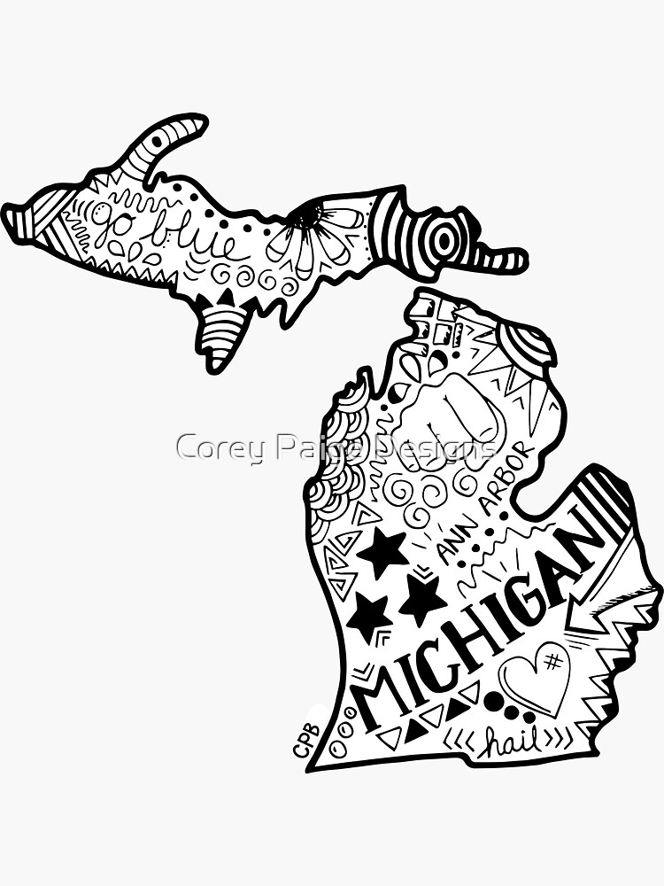 "Michigan Doodle" Sticker by Corey-Paige | Redbubble