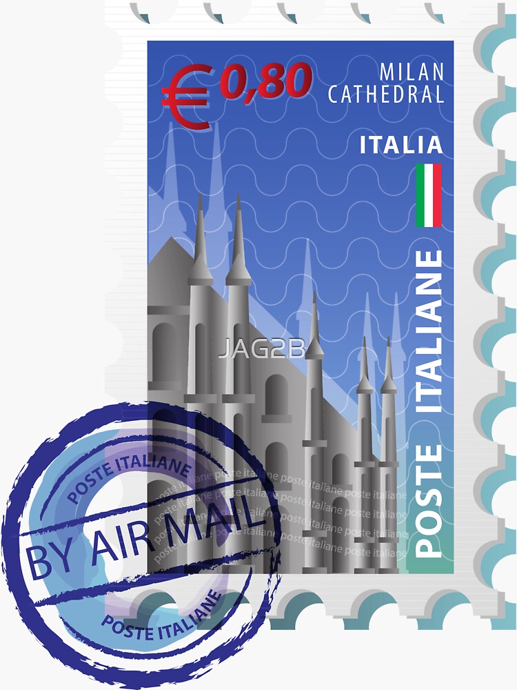 "Stamp of Milan Cathedral , italian post" Sticker by JAG2B | Redbubble