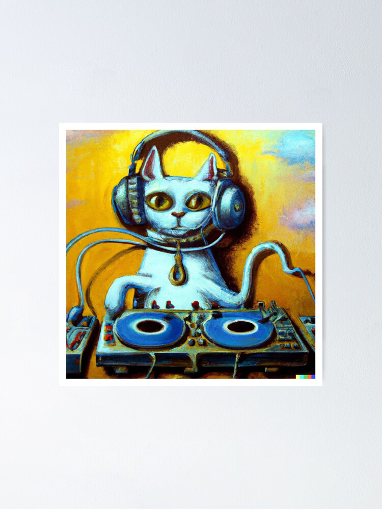 "AI Generated Art, Cat DJ With A Mixer Machine" Poster for Sale by ...
