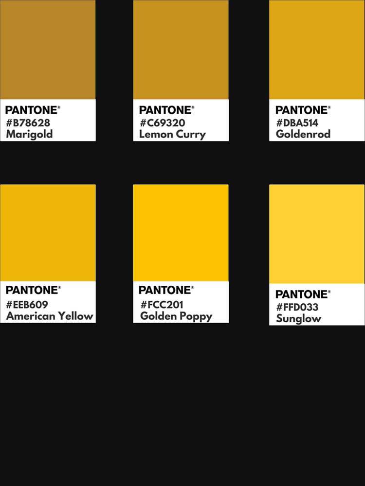 "Golden Palette Pantone Color Swatch " T-shirt for Sale by ...