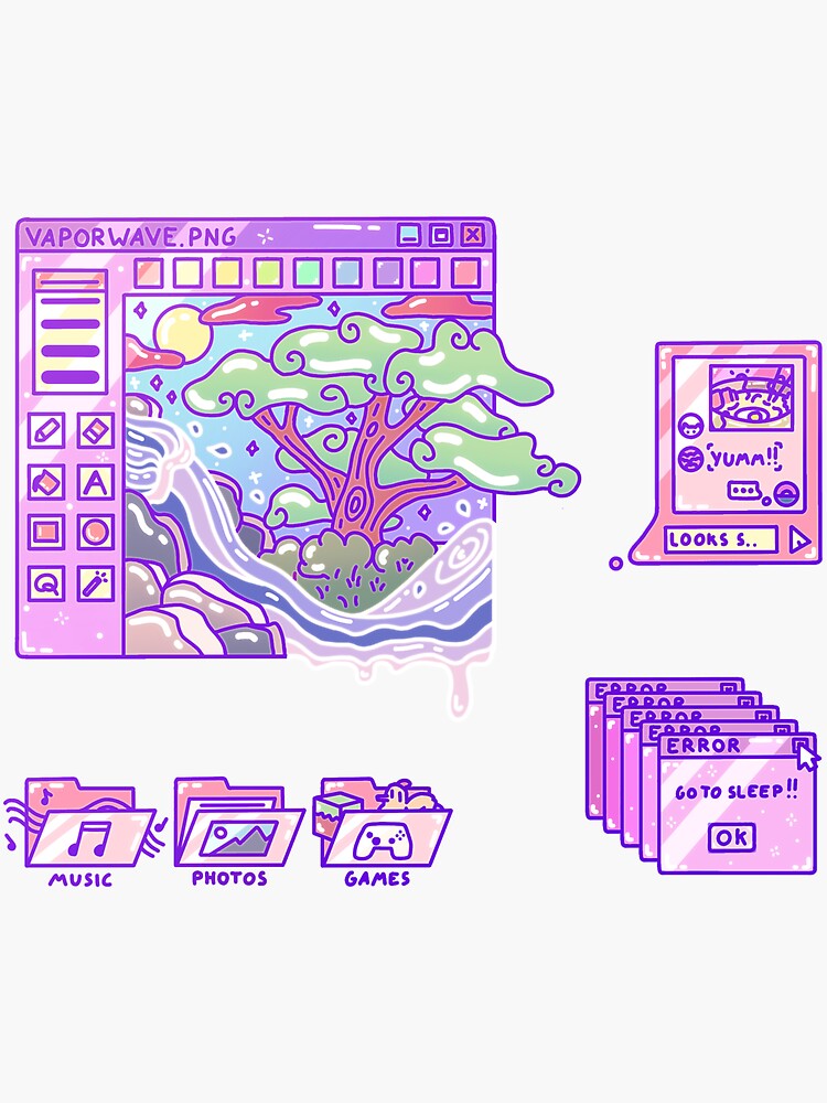 "Vaporwave desktop" Sticker for Sale by kukurbee | Redbubble