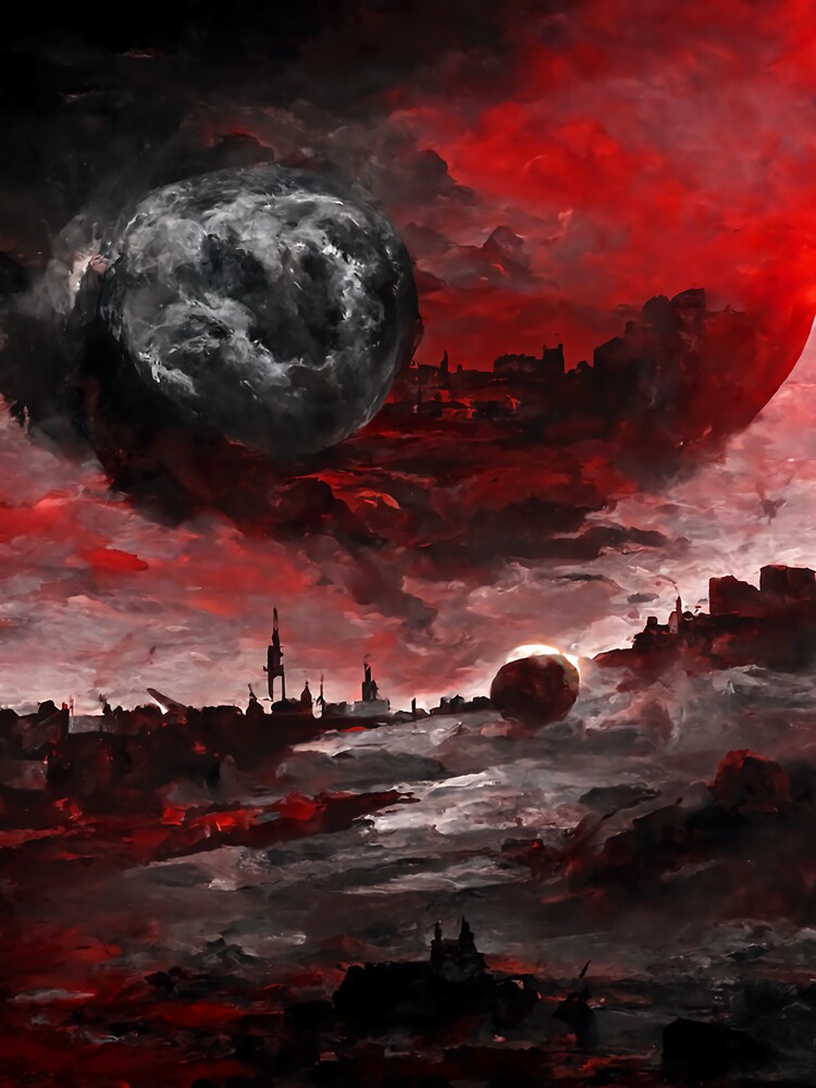 "Moon Looming Over Horizon Digital Artwork" Sticker for Sale by ...