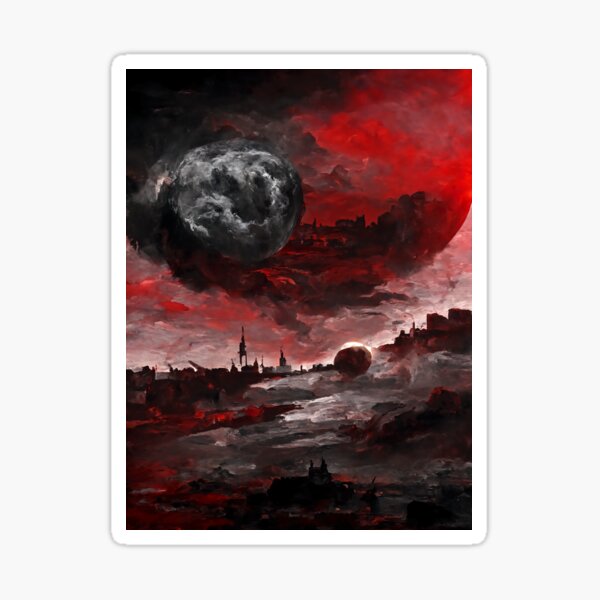 "Moon Looming Over Horizon Digital Artwork" Sticker for Sale by ...