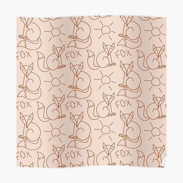 "Simple contour fox pattern outline drawing for kids" Poster for Sale ...