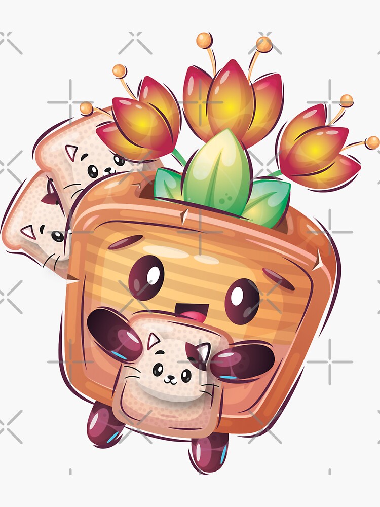 "cat flower toast kawaii smile" Sticker for Sale by mosab11 | Redbubble