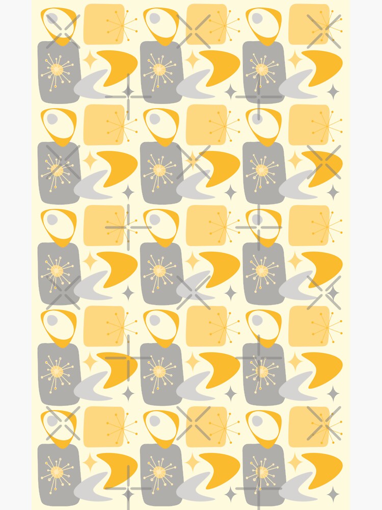 "Atomic Age Mid-Century Pattern in Yellow and Grey" Sticker for Sale by ...