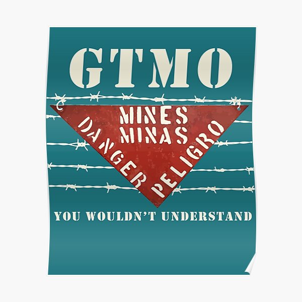 Póster «Signo de alambre de púas de minas terrestres GTMO de la Bahía ...