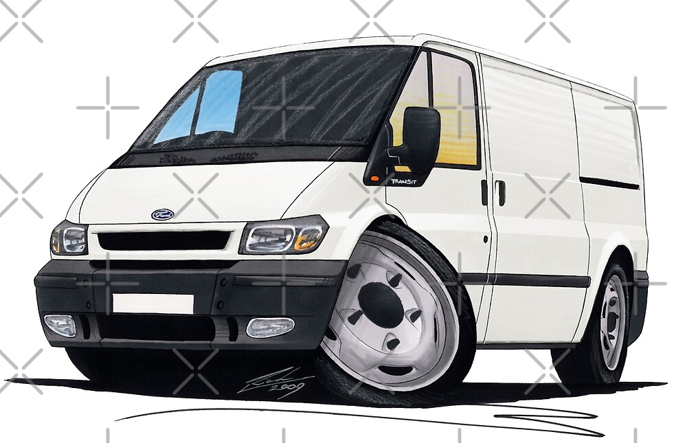 "Ford Transit (Mk5) White" by yeomanscarart | Redbubble