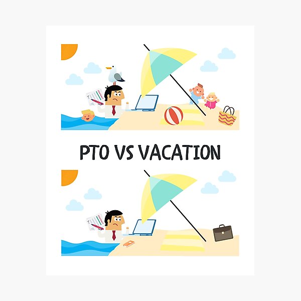 "PTO vs Vacation Work Job Funny meme " Photographic Print for Sale by ...