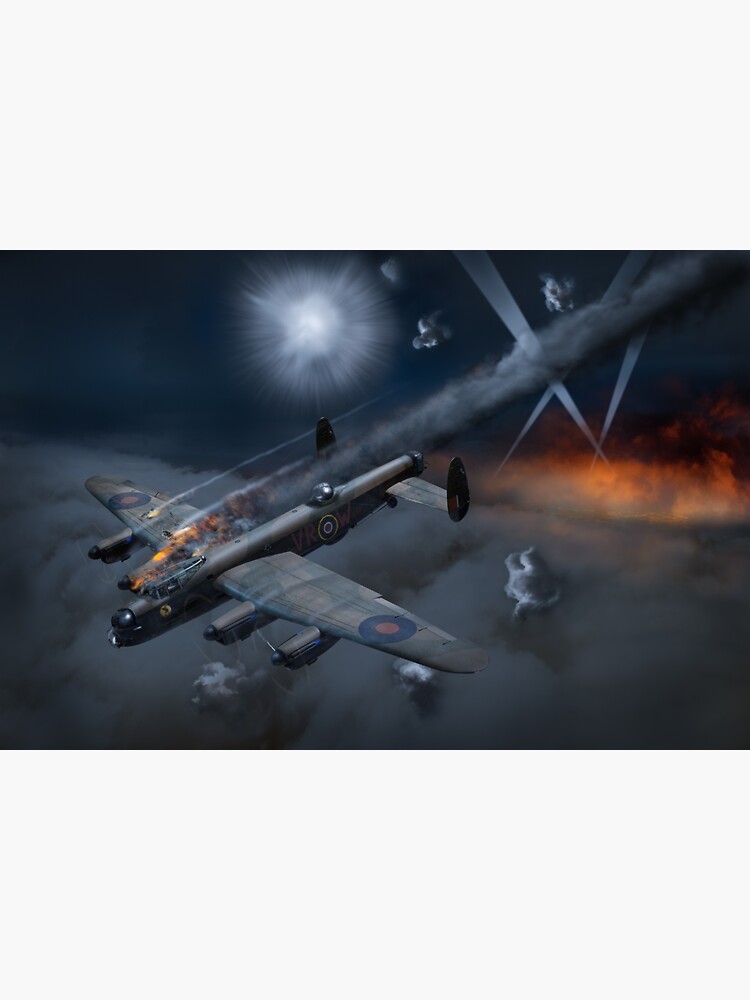 "Lancaster KB799 under fire" Sticker by garyeason | Redbubble