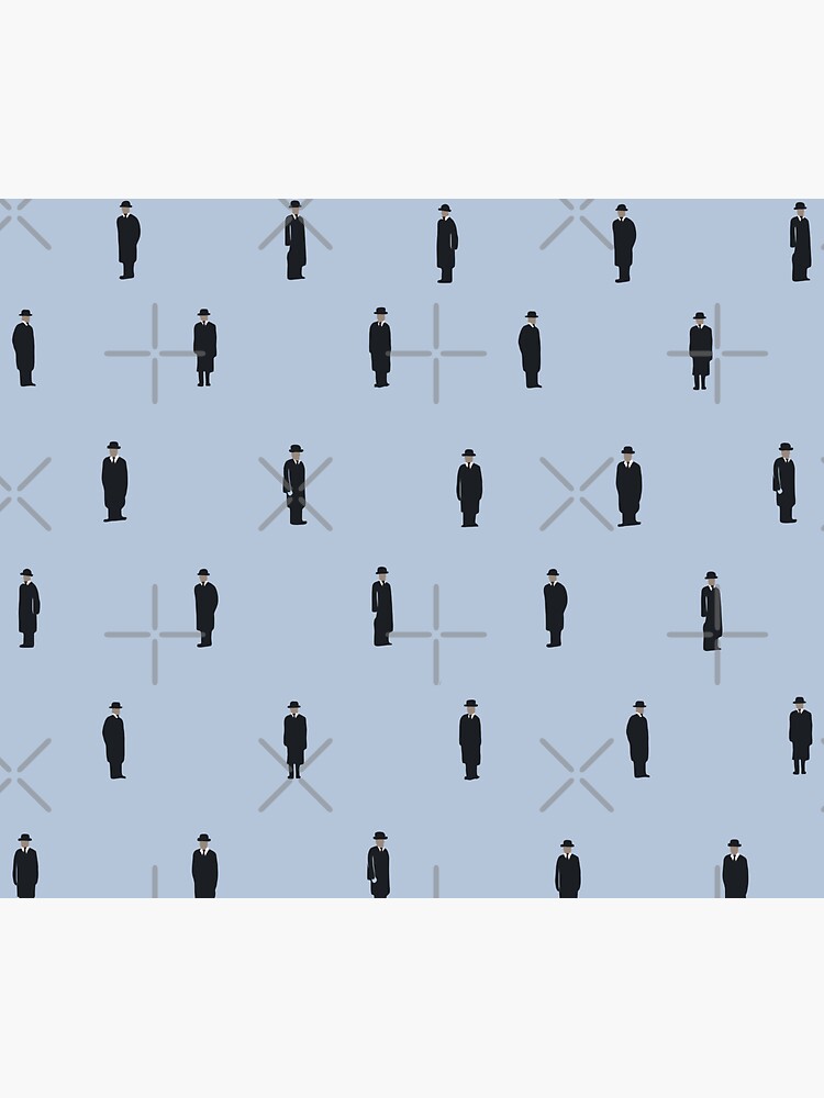 "'Golconda' by René Magritte (raining men, blue background)" Sticker ...