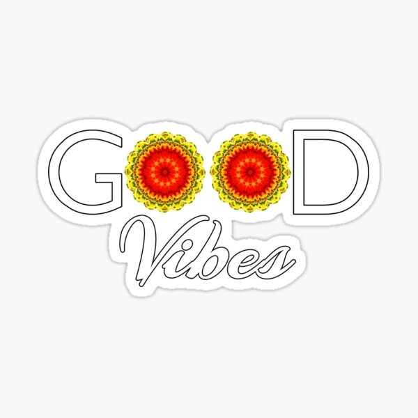 ""Good Vibes" Red Green and Yellow Flowers - Floral Art" Sticker for ...