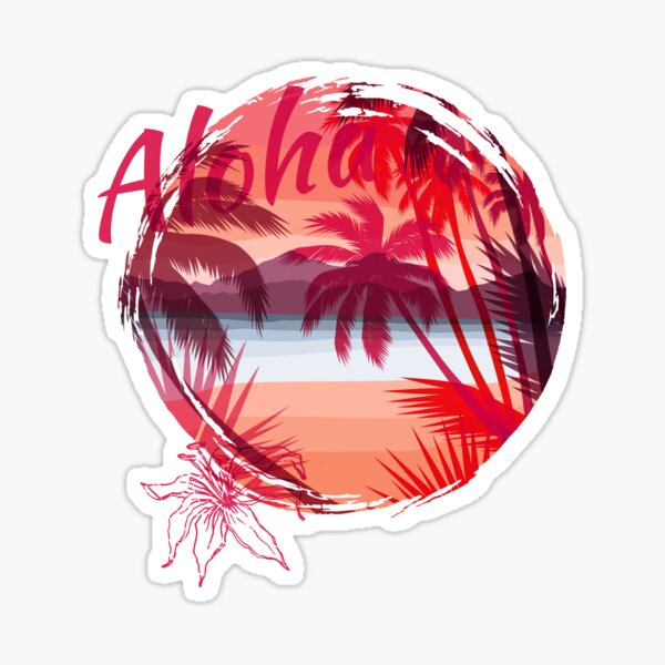 " Aloha Red Evening " Sticker for Sale by Urimagery | Redbubble