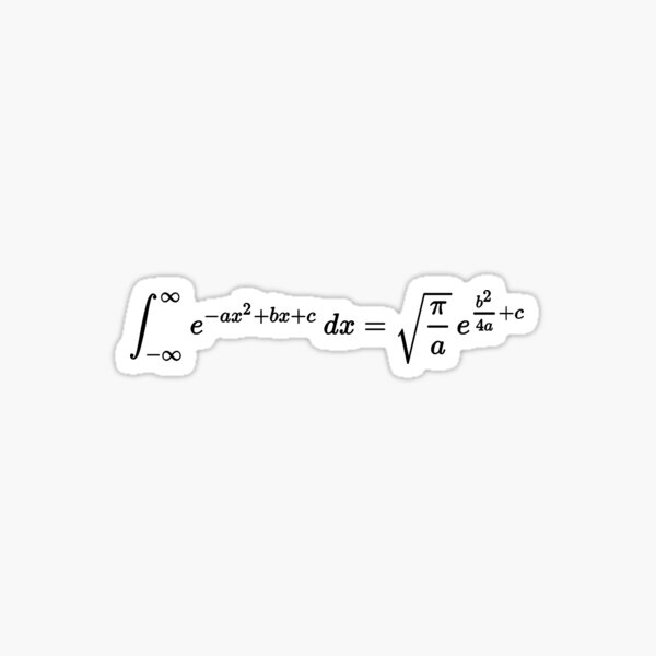 "math equations: generalised gaussian integral" Sticker for Sale by ...
