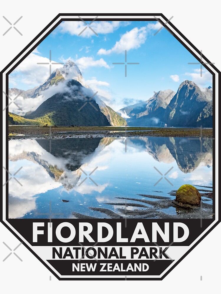"Fiordland National Park New Zealand Emblem" Sticker for Sale by ...
