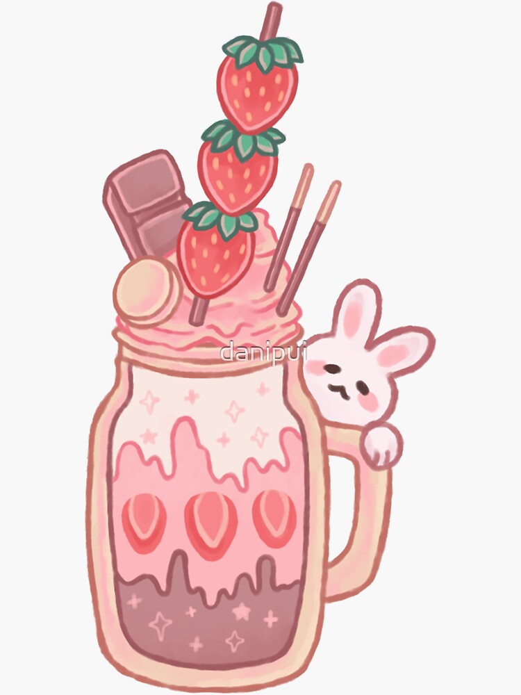 "Milkshake Bunny" Sticker for Sale by danipui | Redbubble