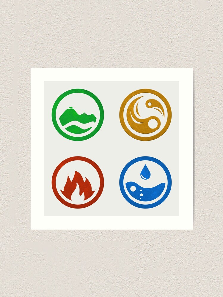 "4 Elements Fire, Water, Earth, Air Icons Fun Element Icon Sticker Pack ...
