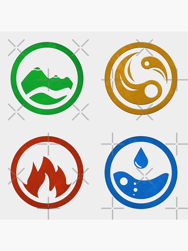 "4 Elements Fire, Water, Earth, Air Icons Fun Element Icon Sticker Pack ...