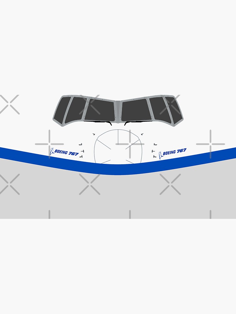 "Boeing 767 Front View Windshield Nose Design Blue-Grey" Sticker for ...
