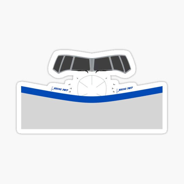 "Boeing 767 Front View Windshield Nose Design Blue-Grey" Sticker for ...