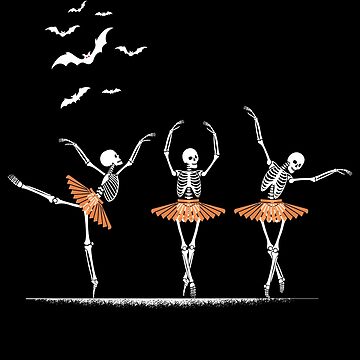 "Dancing Ballerina Skeletons Halloween Ballet Tutu Spooky Design ...