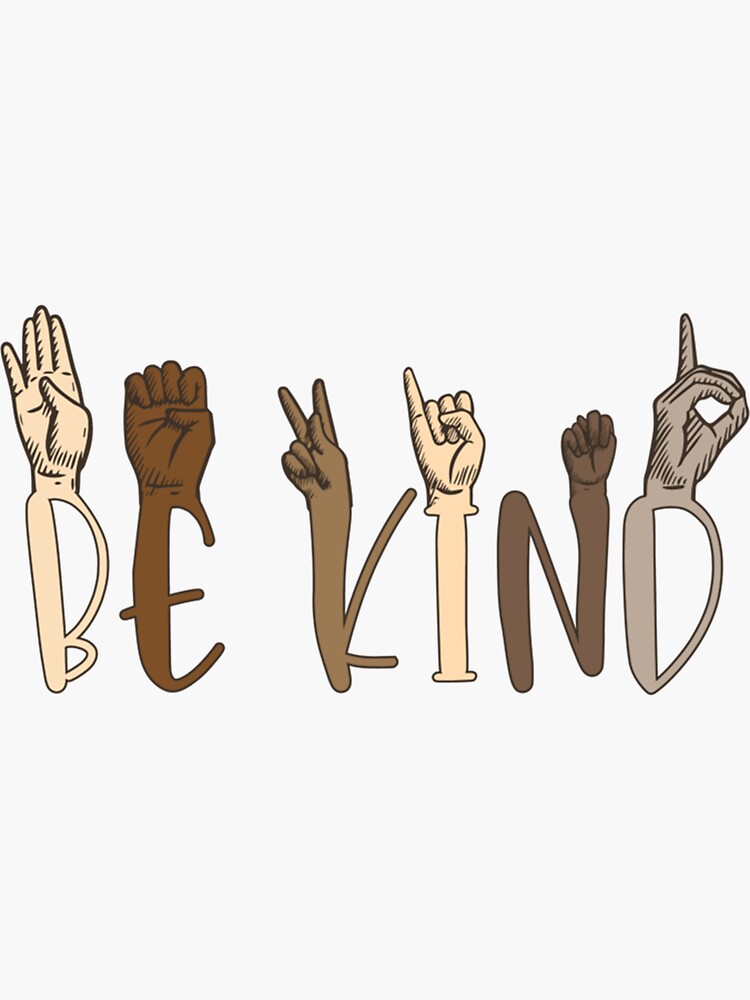 "Be Kind Sign Language Hand Talking Teachers Interpreter ASL " Sticker ...
